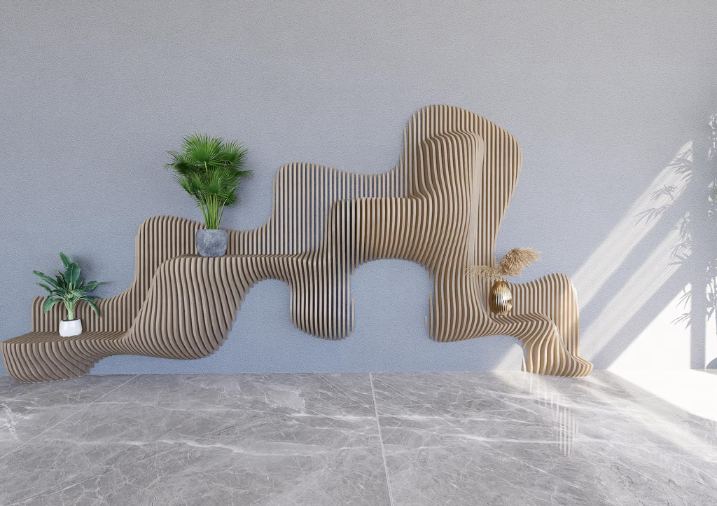 Parametric wall art/ Wavy Wooden Wall shelf Face in Waves / Digital ...